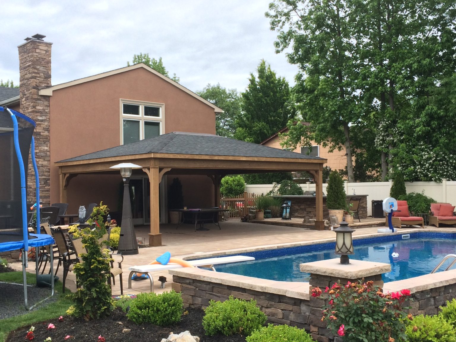 20' x 20' Pine Hip Roof Pavilion - Gazebo Joe's